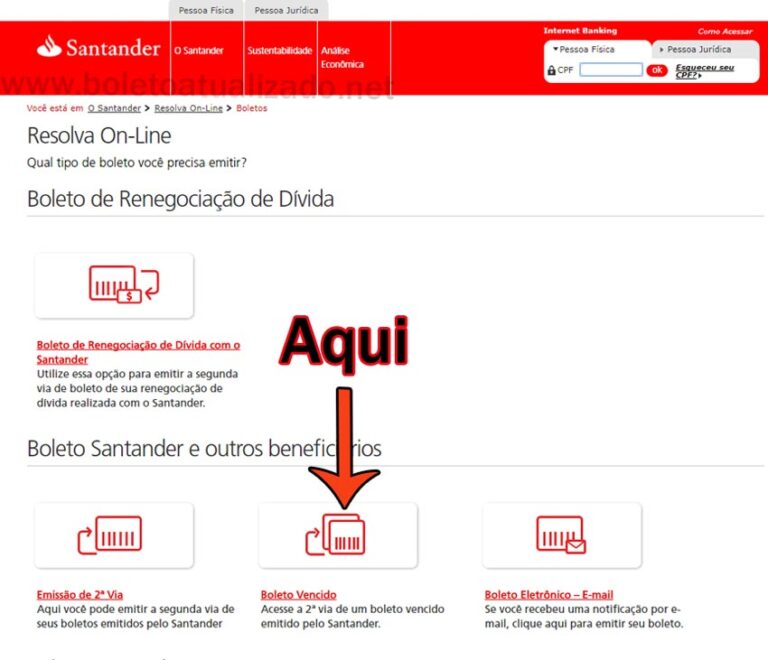 Atualizar Boleto Santander Vencido - Passo a passo!
